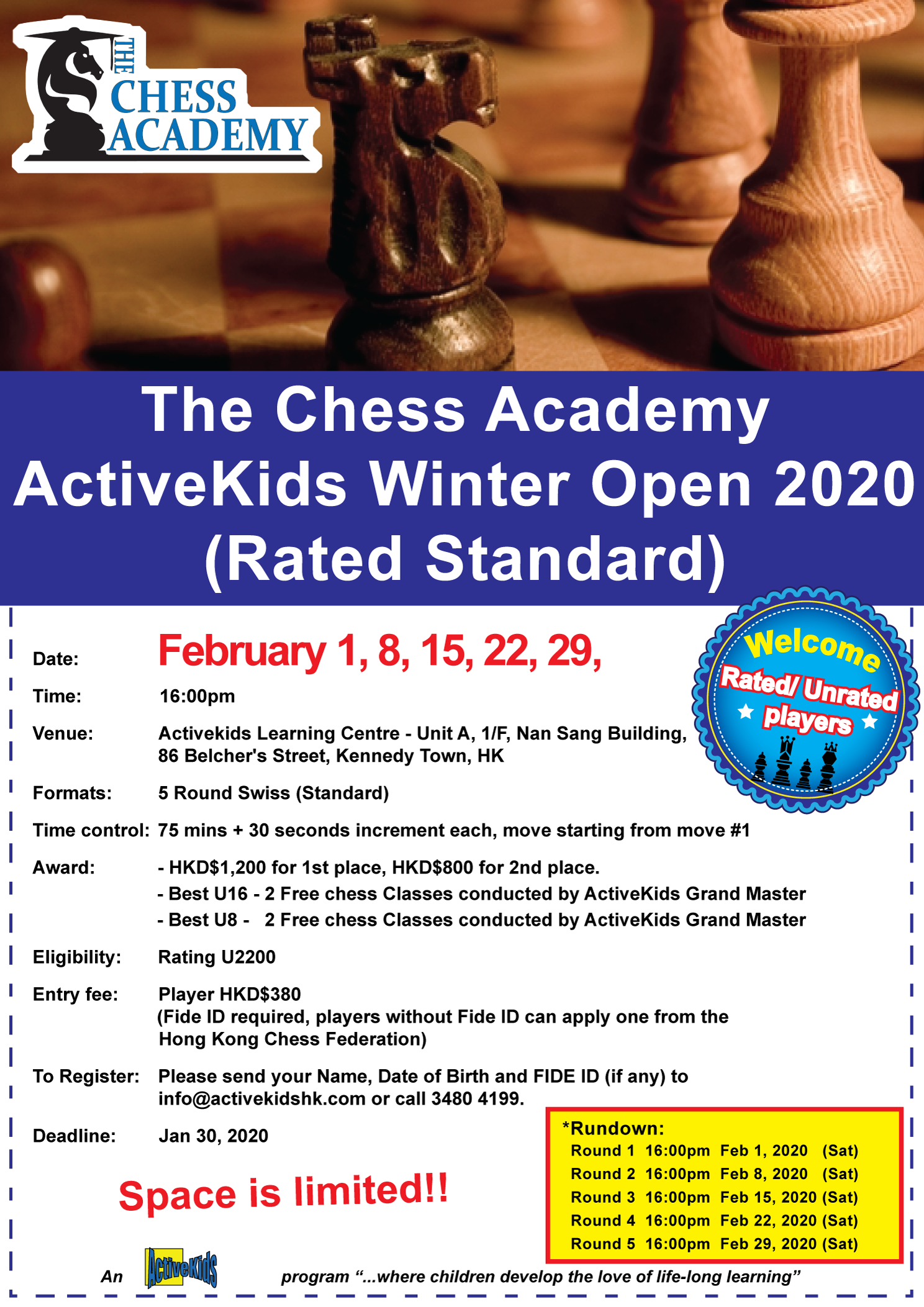 The Chess Academy ActiveKids Winter Open 2020 (Rated Standard)